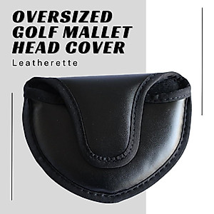 Mallet Golf Putter Headcover Black Oversize Leatherette Head Cover