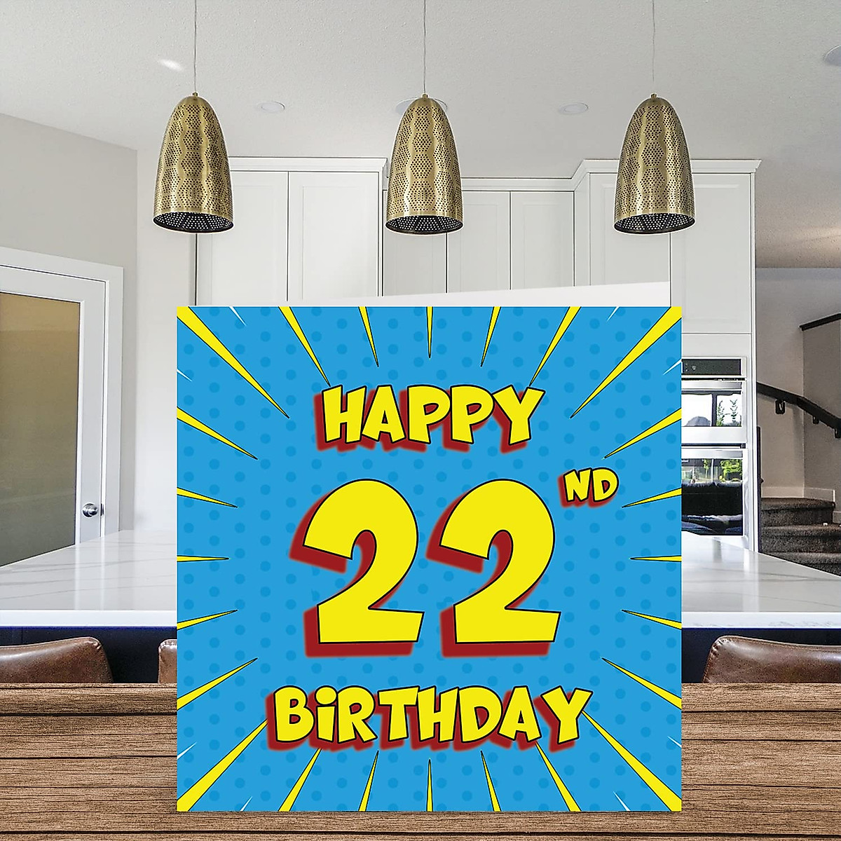 Fun 22nd Birthday Cards for Men Woman - Comic Book - Happy Birthday Card for Sister Granddaughter Grandson Son Daughter Brother Uncle Nephew Niece, 5.7 x 5.7 Inch Greeting Cards, 22nd Birthday Card