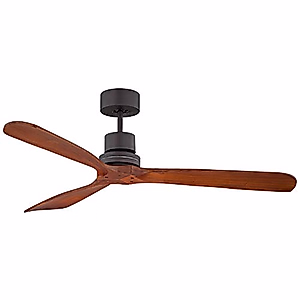 Casa Vieja 52" Delta-Wing Rustic Farmhouse 3 Blade Indoor Outdoor Ceiling Fan with Remote Oil Rubbed Bronze Walnut Solid Wood Damp Rated for Patio Exterior House Home Porch Gazebo Garage