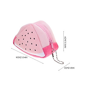STOBOK 4pcs Cute Coin Purse Fruit Pattern Plush Triangle Wallet Pocket Mini Pouch Purse (Watermelon + Orange + Dragon Fruit + Kiwi)