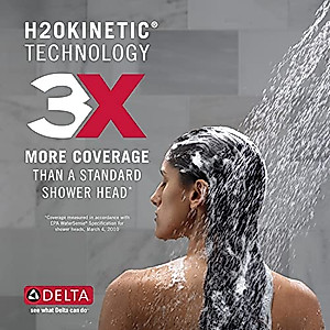 Delta Faucet 5-Spray Matte Black Shower Head with H2Okinetic Technology, Matte Black Shower Head Black Showerhead, Matte Black 52664-BL