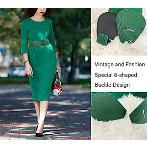 CT COTIM COYIN Women 8-Shaped Elastic Belts Stretchy Leather Waistband Wide Stretch Women Dress Belt with Interlock Buckle for Ladies Dress Coat, Purple