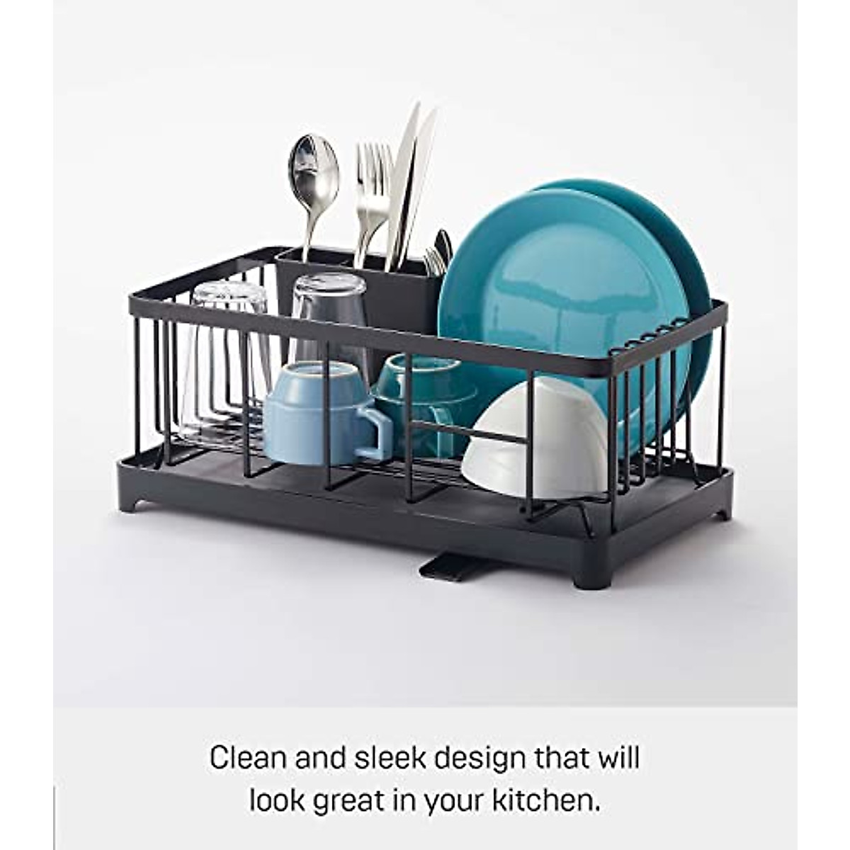 YAMAZAKI home 2876 Wire Dish Drainer Rack, One Size, Black