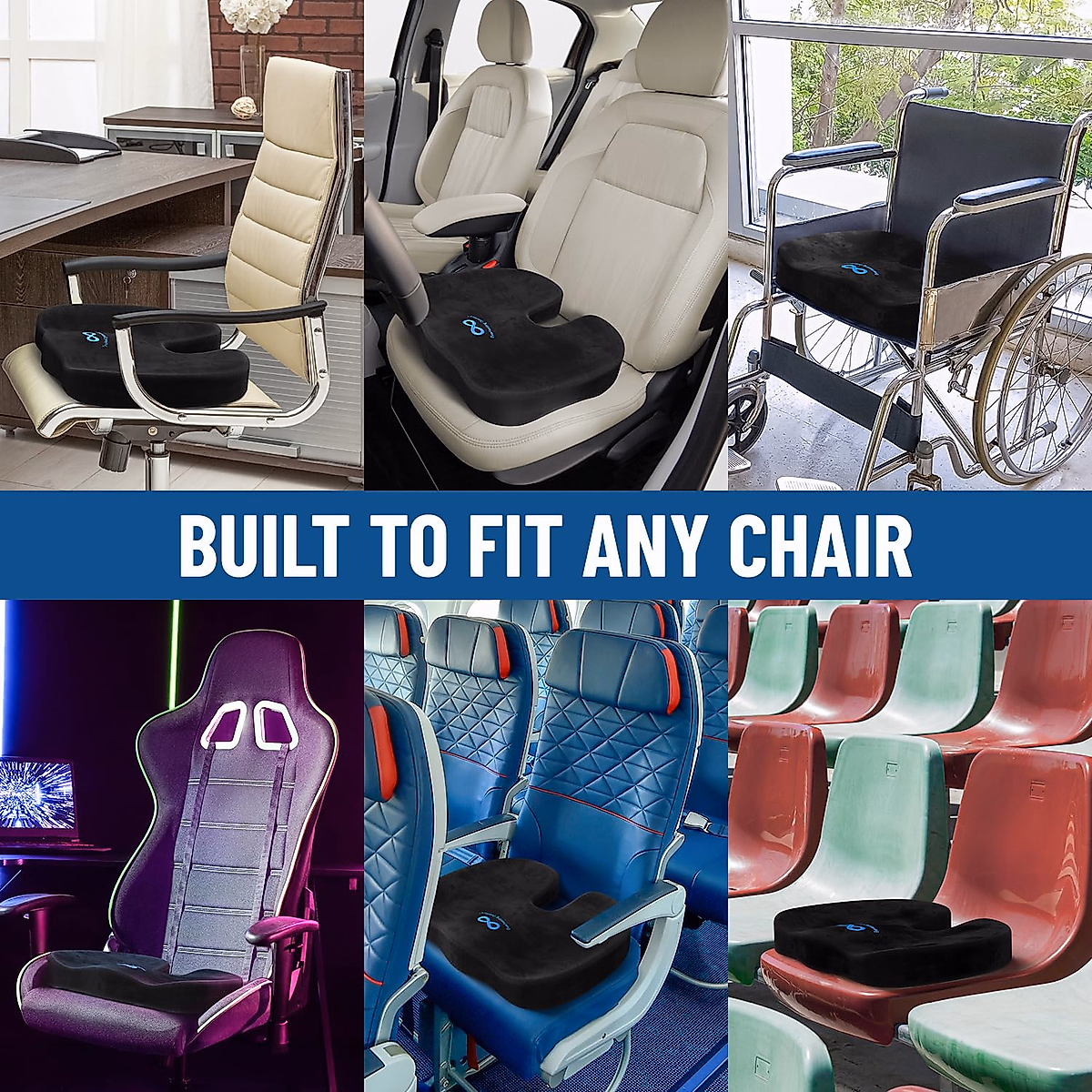 Everlasting Comfort Seat Cushion for Tailbone Pain Relief - Office Chair Cushion w/Premium ComfortFoam™ for All-Day Sitting Support - Coccyx, Sciatica Pain Relief Pillow for Desk Chair, Car Seat