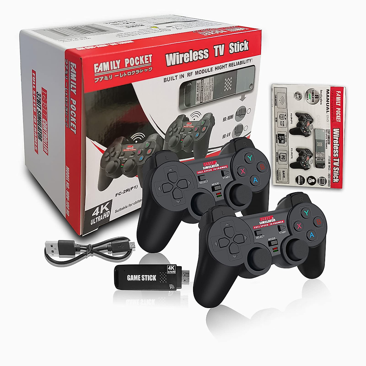 EASEGMER Retro Game Console Built-in 5,000 HDMI Video Games - 2.4G Wireless Video Handheld Games Controller with 32GB, 4K Game Stick Emulator Console Support 2 Players Games, Best Gift For Kids & Men