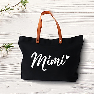 Lamyba Mothers Day Gifts for Mimi, Mini Gifts, Gifts for Mimi Grandma, Mimi Birthday Gifts, Mimi Tote Bag with Zipper, Black