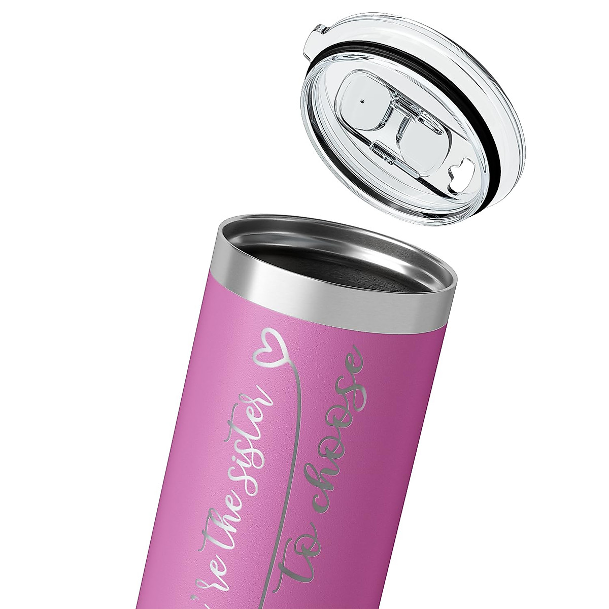 Cuptify You're the Sister I Got to Choose Skinny Tumbler with Lid Laser Engraved on Blush 22 oz Insulated Stainless Steel Best Friend Birthday Gift For Women
