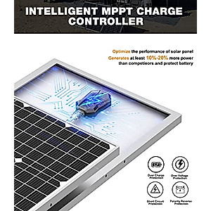 Sun Energise 30W 12V Solar Battery Charger & Maintainer, Built-in Smart MPPT Charge Controllera, Adjustable Mounting Bracket, 12 Volt Solar Panel Trickle Charging Kit for Boat RV Marine Trailer Camper