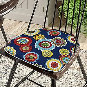 Magpie Fabrics Outdoor/Indoor 17"x16"x2" Chair Cushions with Ties Set of 2, Waterproof All Weather U-Shape Seat Pads Decoration for Patio Garden Furniture Home Office (Heronsbill Navy)
