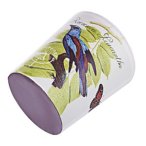 Lingxuinfo Scakbyer Retro Style Small Trash Can Wastebasket, Decorative Trash Can Waste Paper Basket Waste Container Bin for Bathroom, Bedroom, Office and More, 10L Capacity (Bird Butterfly)