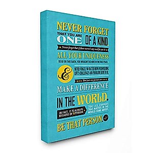 Stupell Industries One of A Kind Inspirational Yellow Blue, Design by Artist Ester Kay Wall Art, 24 x 1.5 x 30, Canvas