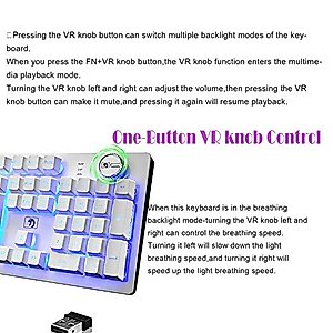 Wireless Rechargeable Keyboard and Mouse Combo,2.4G Full-Size Mechanical Feel Rainbow Backlit Gaming Keyboards with 7-Key 2400DPl Mice for PC Laptop Computer Gamer(White&RGB Light)