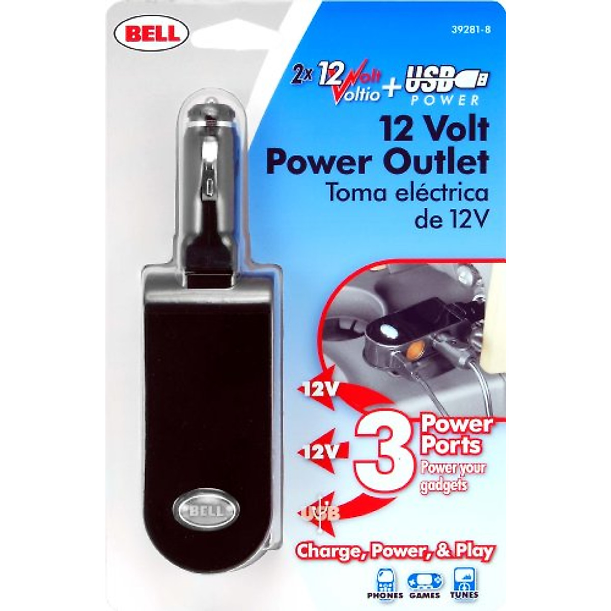 Bell Automotive 22-1-39281-8 12V Double Outlet with USB Port