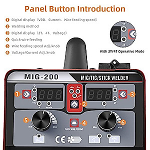 3 in 1 Digital MIG Welder, Towallmark 200Amp 110/220V Dual Voltage Welding Machine，Suitable for MIG(2T/4T)/Lift TIG/Stick