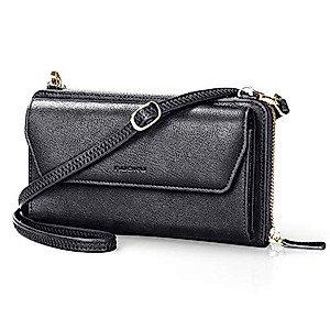 nuoku Womens RFID Wallet Purse Wristlet Crossbody Clutch with Zip Around 2 Strap