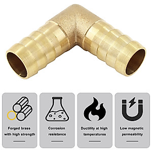 Zorfeter 2 Pack Brass Hose Barb Fitting 5/8" 16mm Hose ID/Hose Barb 90 Degree L Right Angle Elbow Barbed Brass Fitting
