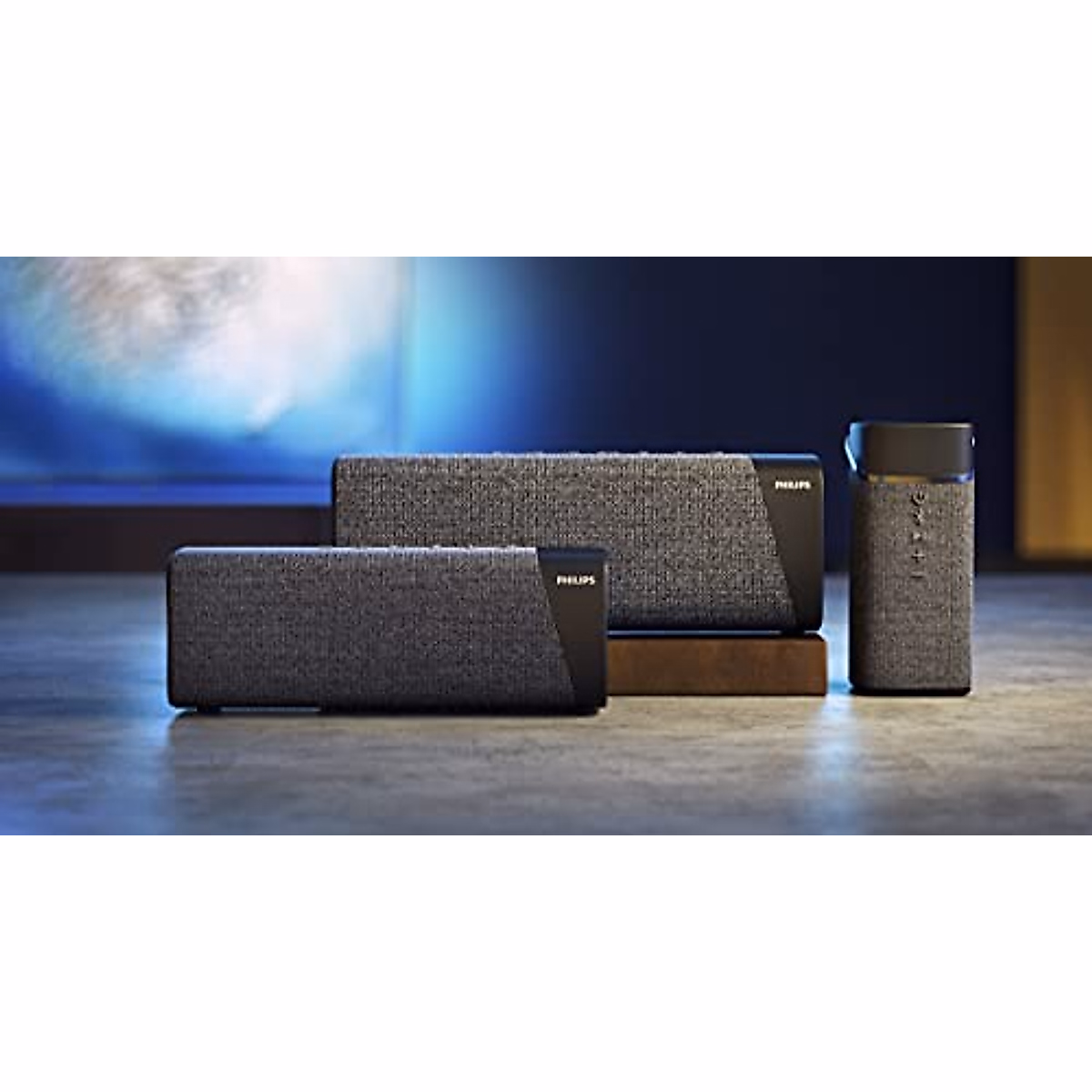 PHILIPS S7505 Wireless Bluetooth Speaker with Built-in Power-Bank, Large Bold Sound, Up to 20 Hours Playtime, IPX7 Waterproof, Shower Ready, Large Size, Gray