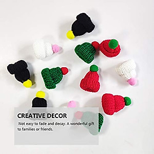 BESTOYARD 20pcs Mini Beanie Tiny Knit Hats for Crafts Handmade Mini Hat Tree Ornaments Miniature Knitted Hats Cute Doll Hat Small Santa Hats Decor Bottle Knitting Wool Cell Phone