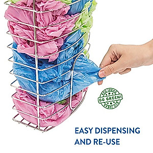 Tatkraft Fun Over The Door Grocery Bag Holder, Versatile and Easy To Use, Easy To Place on Shelves, Walls, or Cabinets, Made of Chromed Steel