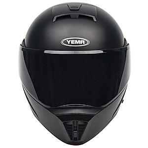 Motorcycle Modular Flip-up Helmet DOT and ECE Approved - YEMA YM-929 Motorbike Casco Moto Bike Racing Helmet with Sun Visor for Adult,Youth Men and Women - Black,M