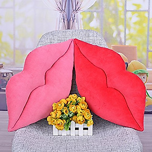 KINGROSE Polypropylene 3D Lip Soft Decorative Throw Pillow Velvet Cushion Home Decor for Bed Living Room 11 x 18 Inches Pink