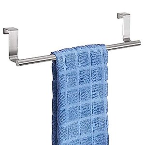 Booluee Stainless Steel Over The Cabinet Door Towel Bar Towel Holder Rack for Kitchen Bathroom Cabinet Cupboard Doors (Small)