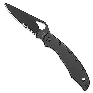 Spyderco Byrd Cara Cara 2 Knife with 3.75" Black Steel Blade and Durable Black Stainless Steel Handle - CombinationEdge - BY03BKPS2