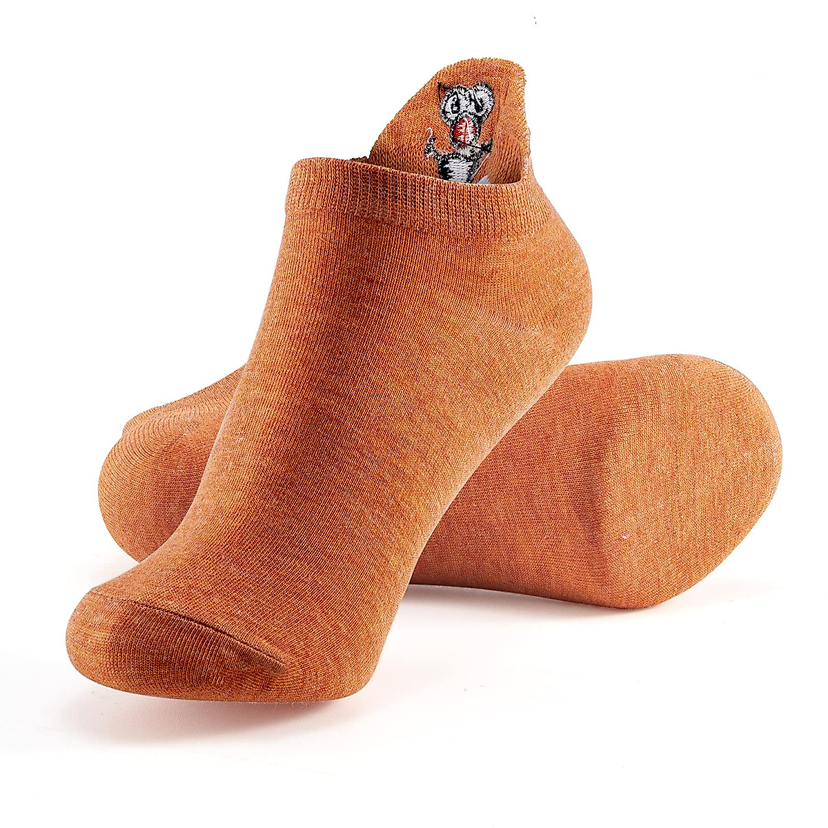 IBEILLI Women Cute Socks 10 Pairs Cotton Kawaii Embroidered Funny Low Cut Socks for Women Girls Ankle Socks (Sesame 10 Pack Street with Gift Box)