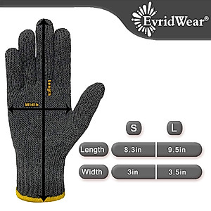 Evridwear Cotton Work Gloves Light-duty String Knit BBQ Glove Liner for Outdoor Cooking, Painting, Gardening Men & Women 10 Pairs (Grey, Large)