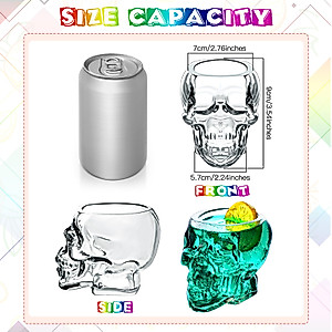 Dandat 4 Pieces Halloween Skull Glass Wine Glass, 12 oz Drinking Glass Multipurpose Funny Clear Skull Cup for Cocktail Margarita Whiskey Juice Holiday Halloween Decorations Gifts Themed Party