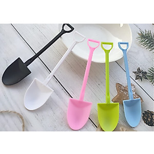 100 PCS Disposable Mini Shovel Shape Spoons, Colorful Plastic Ice Cream Shovel Spoon for Dessert Pudding Yogurt Sugar (4.8 Inch, 5 Color)
