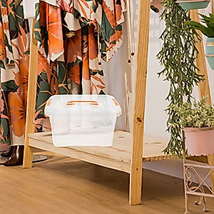 Cabilock 5pcsbox Containers Handle Storage Tabletop Organizer for with Bin Crafts Lid Multi- functional Orange Plastic Cosmetic Stackable Toy Clear Car Desktop Sundry Toys Case