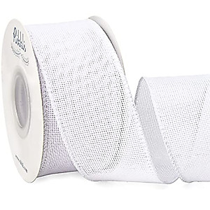 Ribbli White Wired Ribbon,2 Inch x Continuous 10 Yard, Wired Edge Ribbon for Big Bow,Wreath,Tree Decoration,Outdoor Decoration
