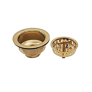 Westbrass CO2175-01 Combo Pack 3-1/2" Wing Nut Twist Style Large Kitchen Sink Basket Strainer and Waste Disposal Drain Flange with Stopper, Polished Brass