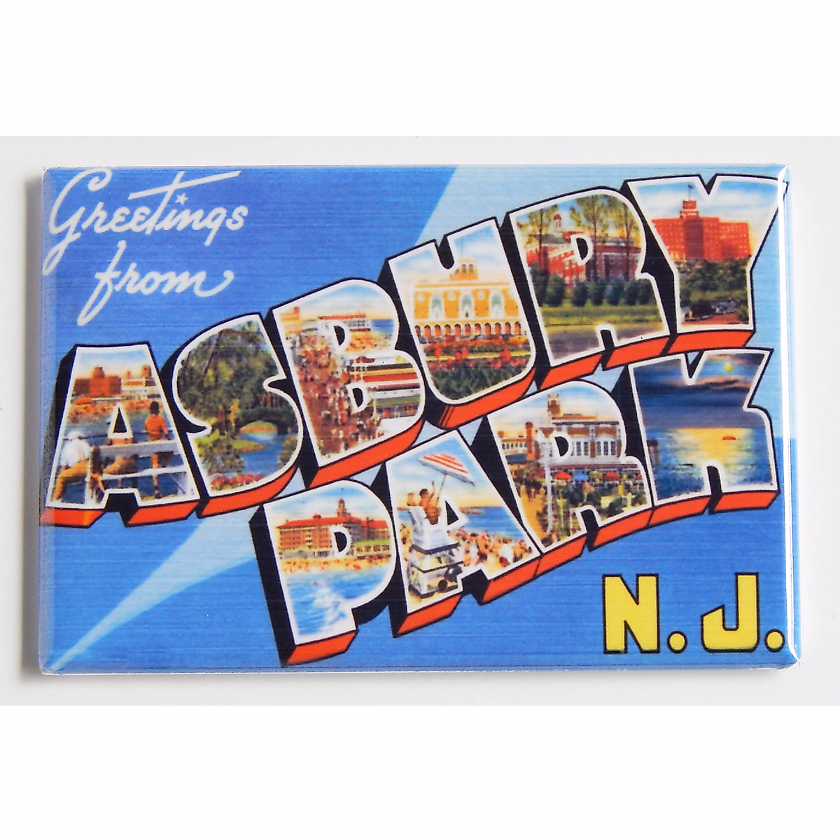 Greetings from Asbury Park New Jersey Fridge Magnet (2 x 3 inches)
