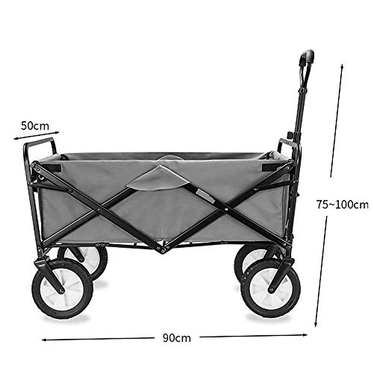 Suuim Folding Garden Wagon Cart Outdoor Park Collapsible Utility Wagon Picnic Camping Cart for Outdoor/Festivals/Camping (B:Gray)