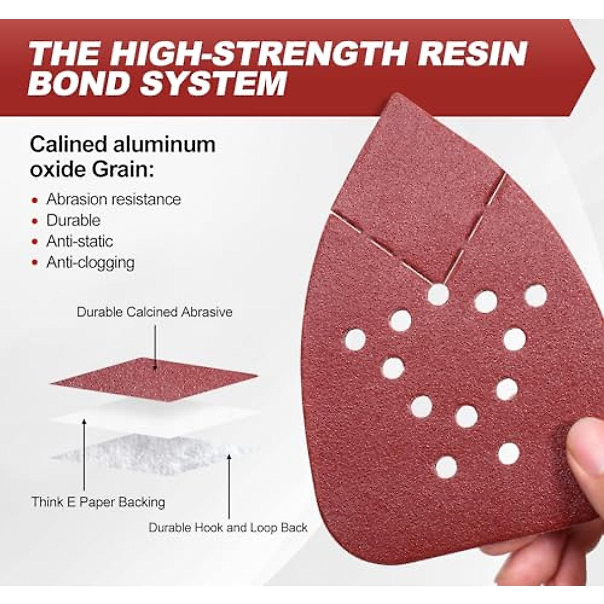 S SATC Mouse Detail Sander Sandpaper 50 PCS Mouse Sanding Pads 12 Hole Mouse Sandpaper Assorted 60/80/120/150/220 Grits