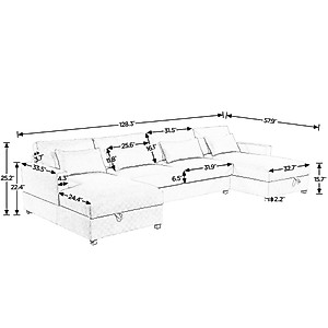 U Shaped Couch Sectional Sofa with Storage Oversized Sectional Couch with Double Chaise Lounge Modern 6 Seat Cloud Couch with 4 Lumbar Support Pillows for Living Room, Beige