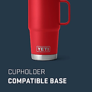YETI Rambler 20 oz Travel Mug, Stainless Steel, Vacuum Insulated with Stronghold Lid, Rescue Red