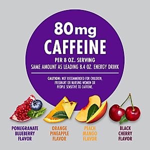 V8 +Energy Peach Mango, Orange Pineapple, Black Cherry and Pomegranate Blueberry Juice Energy Drinks, 8 fl oz Can (24 Pack)