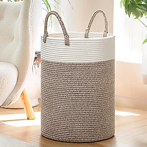 INDRESSME Large Laundry Basket, 60L Dirty Clothes Hamper, Baby Laundry Hamper for Toys, Woven Laundry Basket for Clothes, Blanket Storage Basket, 19.7 x 13.8 inches