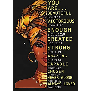 African American Women Inspirational Wall Art - Motivational Office Canvas Print Framed for Bathroom Bedroom Home Wall Decor -12"x16"
