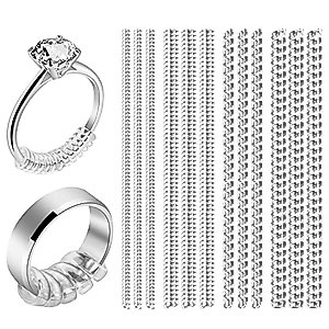 ARCUAT Ring Sizer Adjuster for Loose Rings, 12 Pack 4 Sizes Invisible Clear Silicone Ring Guard for Women Men, Ring Resizer Tightener Spacer Fitter for Too Big Ring, Make Ring Smaller without Resizing