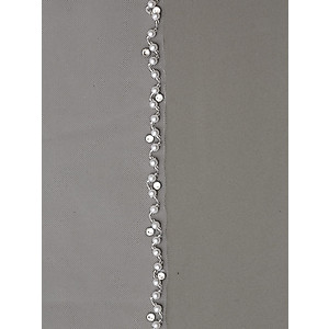 SAMKY 1T 1 Tier Wavy Pearl Crystal Beaded Bridal Wedding Veil - Light Ivory Elbow Length 30" V505