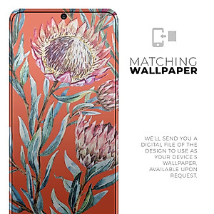 DesignSkinz Summer Floral Coral v2 Protective Vinyl Decal Wrap Skin Cover Compatible with The Samsung Galaxy S20 (Screen Trim & Back Glass Skin)