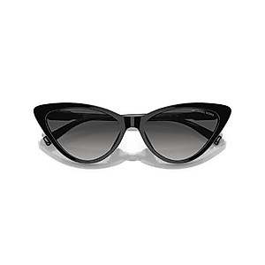 Michael Kors Eyewear Women's MK2195U Harbour Island Universal Fit Cat Eye Sunglasses, Black/Dark Grey Gradient, 56 mm