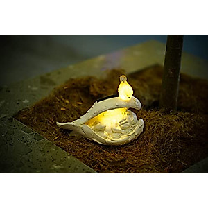HONGRUIART Solar Sleeping Baby Angel Statue, Solar Light Cherub Angel in Wings with Bird, Memorial Guardian Angel Bady Statue Indoor and Outdoor Home Garden Decoration