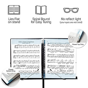 MECCALINE Sheet Music Folder (1 Pack, Black) – 40 Sleeves Display 80 Pages Spiral Binder Organizer for Music Stand – Fits Letter Size 8.5 x 11 Inch – Direct Page Writing with Detachable Name Tag