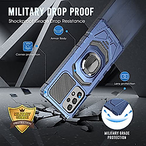 for Samsung Galaxy A53 5G | A53 5G UW Case: with Tempered Screen Protector & Built in 360° Adjustable Ring Kickstand Shockproof Protection TPU Bumper Armor Phone Cover for Samsung A53 - Blue