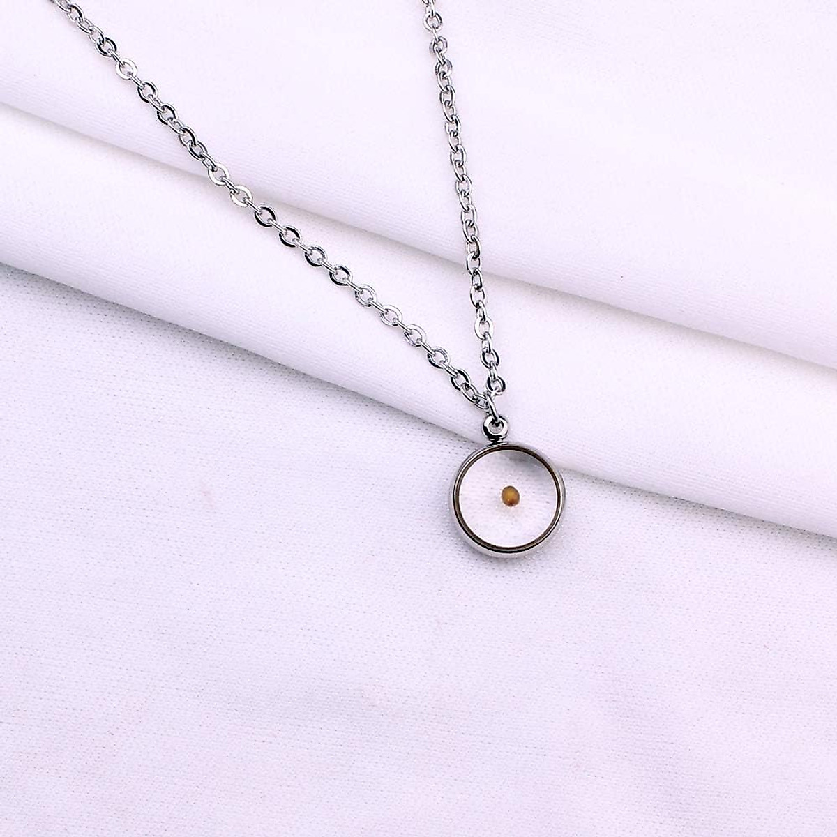 Dainty Mustard Seed Pendant Necklace for Women Girls (Necklace)